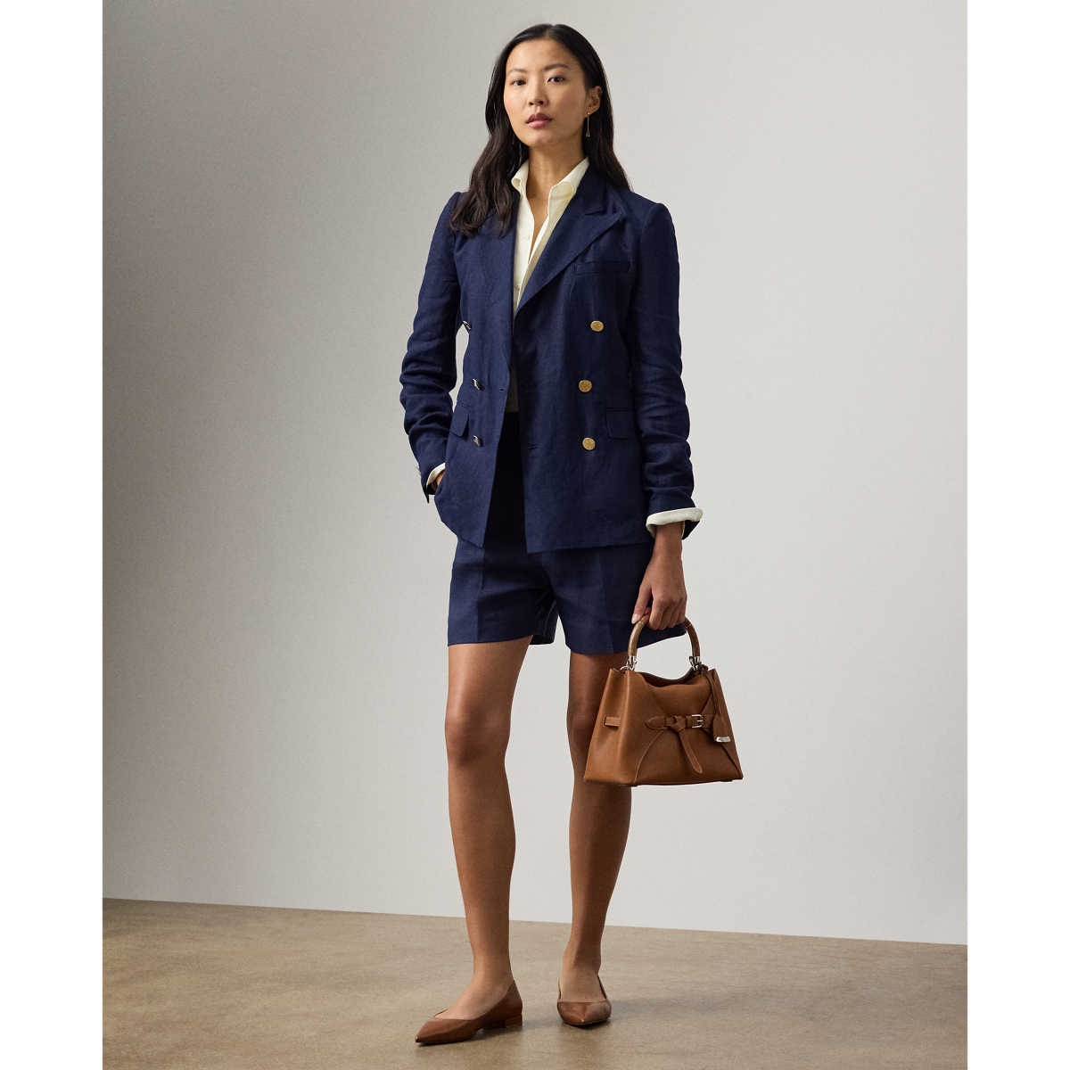RALPH LAUREN Ralph Lauren Camden Double-Breasted Linen Blazer